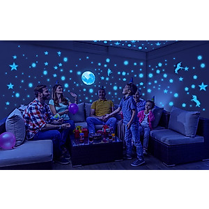 Glow Stickers in The Dark Stars Moon Elfin Unicorns Dots 1597 PCS Set Self-Adhesive Glow in The Dark Stickers for Room Ceiling Wall Decals Kids Party Decoration