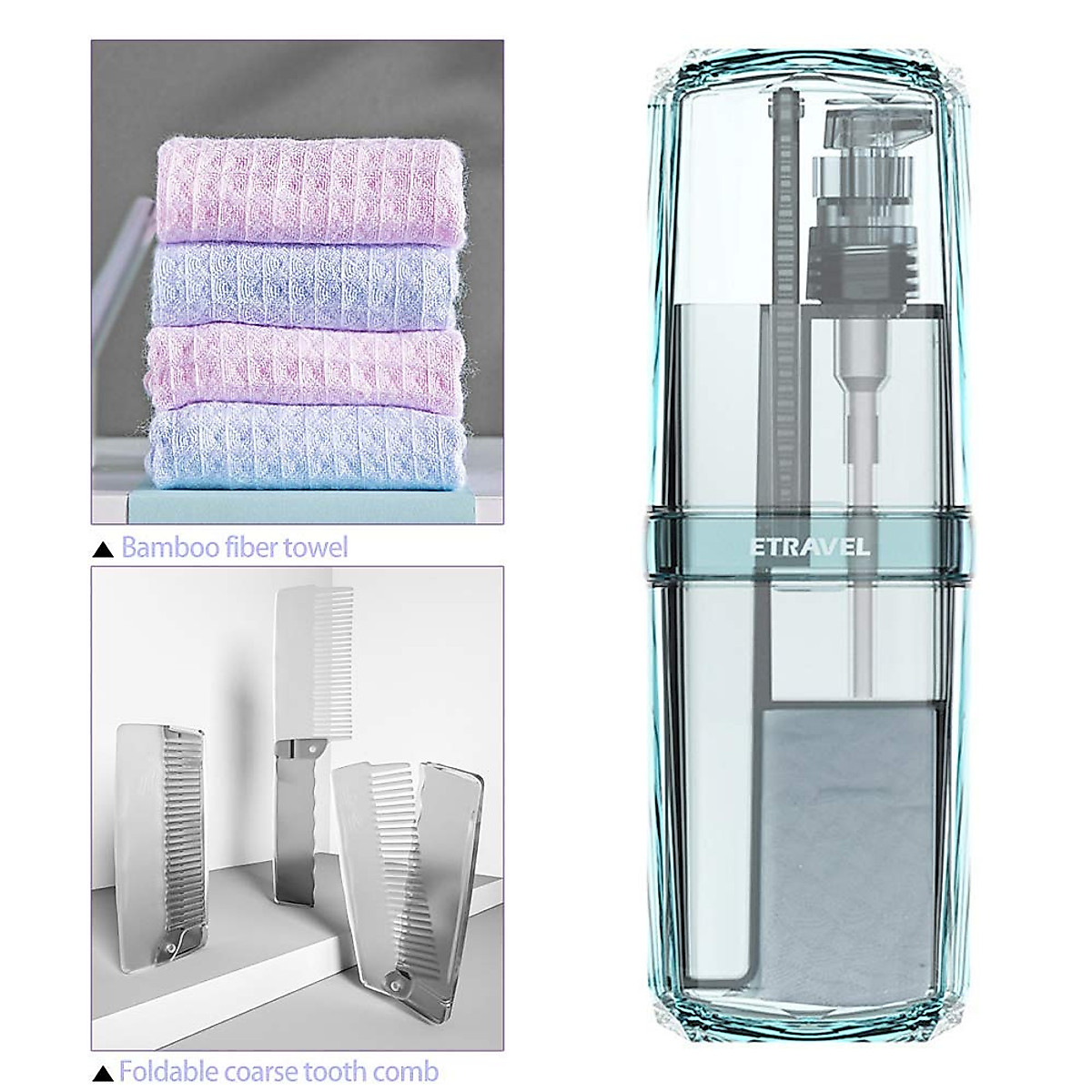 Portable Toothbrush Cup 8 in 1 Wash Set Storage Case, Toothbrush & Toothpaste Shower Gel Shampoo Comb Travel Kits Toiletry Sub (Pink)