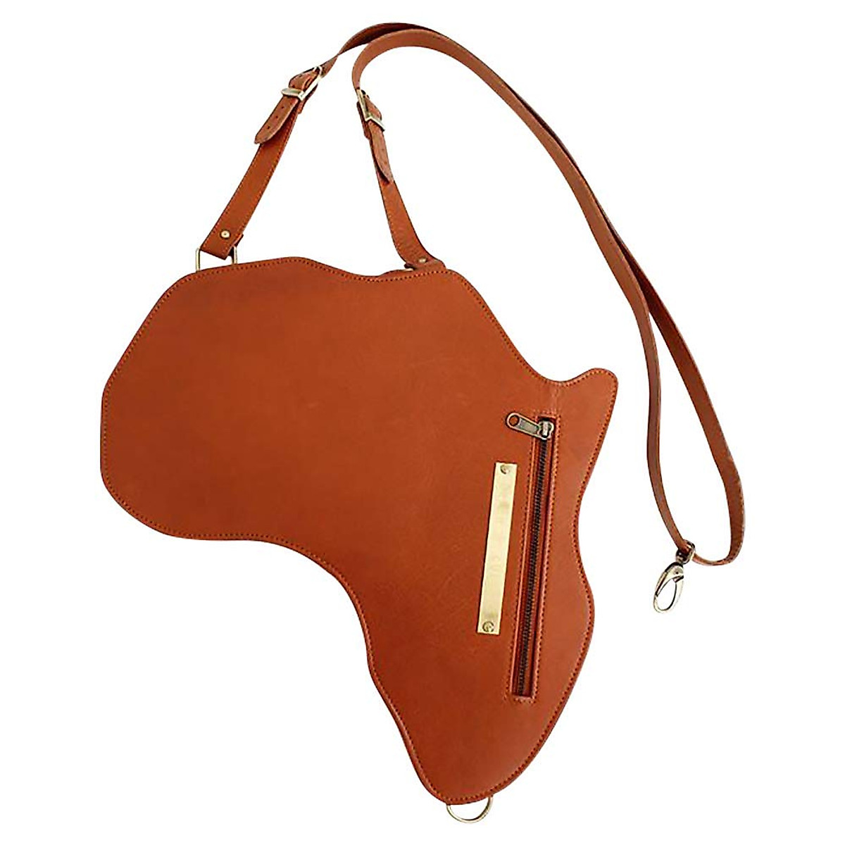 Orijin Culture AFRICA Men Backpacks Belt Bags - Africa Backpacks for Travel – Africa Shaped Crossbody Leather Backpacks with Sturdy Zippers & Multiple Pockets | Brown - Medium