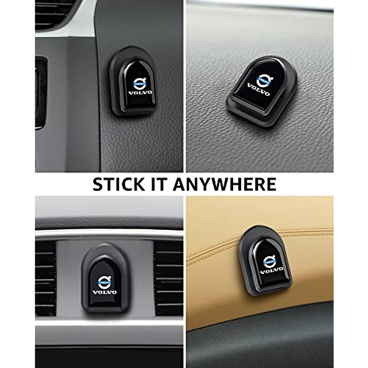 YABOO Car Sticky Hooks for Dashboard,Car Sticky Hanger with Logo,3M Self-adhesive Hooks Organizer for Key/USB Cable/Earphone,Compatible with Volvo XC40 XC60 XC90 V90 V60 S90 S60 2016-2020 2021 2022