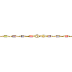 Barzel 18K Gold Plated Multi Stone Crystal Baguette Necklace for Women - Made In Brazil