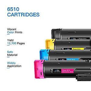 LxTek Compatible Toner Cartridge Replacement for Xerox Phaser 6510, WorkCentre 6515 High Yield (1 Black, 1 Cyan, 1 Magenta, 1 Yellow, 4-Pack)