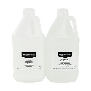 Amazon Basics 1/2 Gallon Clear Glue and 1/2 Gallon White Glue, 2-Pack Combo - Glue for Perfect Slime