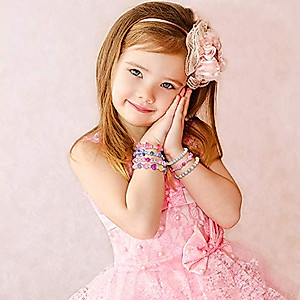 G.C Butterfly Beaded Bracelet for Girls Colorful Kids Gift Toy Stretchy Costume Jewelry Set Dress up Play Party Favors Present Crystal Friendship Jewelry for Baby Toddler Little Girl