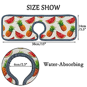 Absorbent Kitchen Faucet Mats 2 Pieces Watercolor Pineapple And Watermelon Faucet Sink Splash Guard Bathroom Counter and RV,Faucet Counter Sink Water Stains Preventer