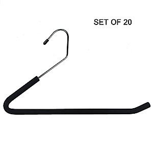 Huji Heavy Duty Open Ended Easy Slide Chrome Trouser Hangers Organizers (20 Open Ended Easy Slide Hangers)