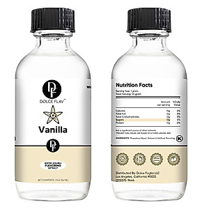 Dolce Flav Vanilla Extract 2 oz – Kosher, Sugar-Free, Concentrated Vanilla Flavoring for Baking, Cookies & Desserts, Includes Measured Dropper
