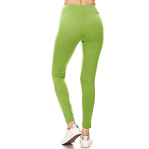 Leggings Depot Yoga Solid Leggings, Lime, One Size