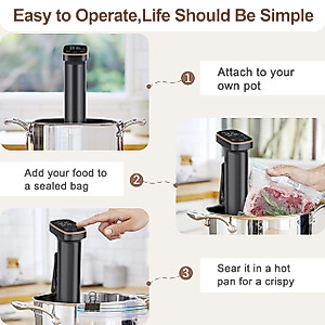 Sous Vide Cooker, 1100W Sous Vide Machine, Ultra-quiet Fast-Heating Immersion Circulator Precise Cooker with Big Touchscreen Accurate Temperature and Time Control, IPX7 Waterproof