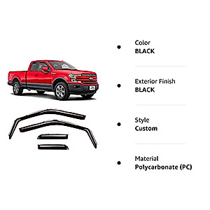 Voron Glass in-Channel Extra Durable Rain Guards for Ford F150 2015-2020 SuperCab, Window Deflectors, Vent Window Visors, 4 Pieces - 230095