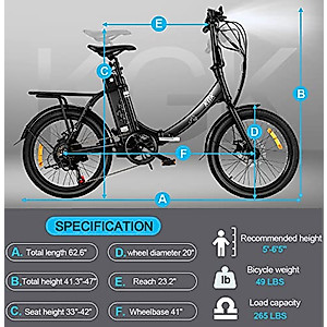 KGK 20'' Folding Electric Bike for Adults Teens Adjustable Height 350W Electric Commuter Bicycle for Women Men Adult Electric Mountain Bike Throttle & Pedal Assist Electric Road Touring Hybrid Ebike