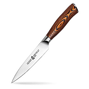 TUO Utility Knife, Small Kitchen Knife, 5 inch Paring Knife High Carbon German Stainless Steel Cutlery with Ergonomic Pakkawood Handle