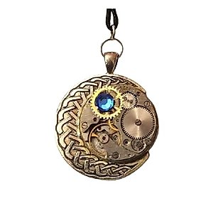 Half-Moon design Timepiece geared Steampunk necklace jewelry