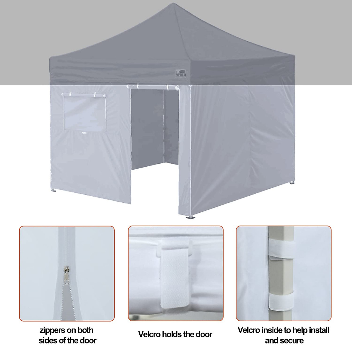 Eurmax USA Zippered Walls for 10 x 20 Easy Pop Up Canopy Tent, Full Enclosure Sidewall Kit with Roller Up Mesh Window and Door 4 Walls ONLY,NOT Including Frame and Top(Orange)