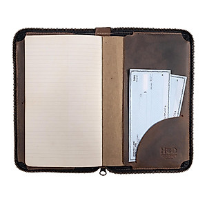 Hide & Drink, Zippered Journal Cover for Moleskine Notebook, L Size (8.5 x 11 in. Notebook NOT Included) Full Grain Leather, Handmade, Bourbon Brown