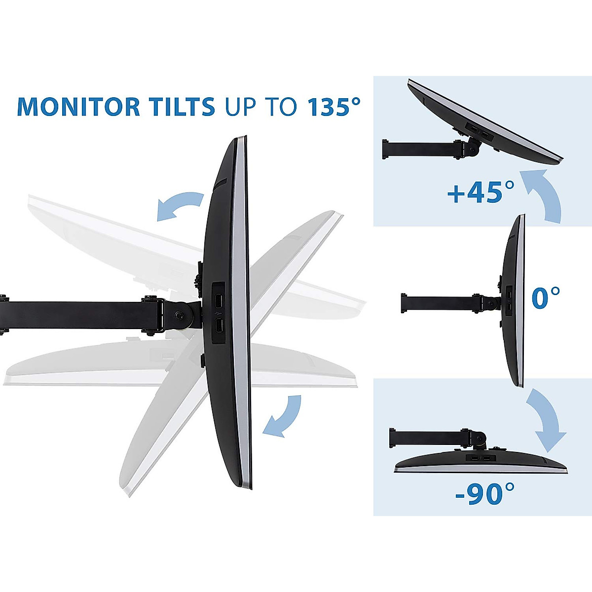 Mount-It! Triple Monitor Stand | 3 Monitor Stand Fits 19 20 21 22 23 24 Inch Computer Screens | Free Standing Base | Three Heavy Duty Full Motion Adjustable Arms | VESA Compatible