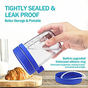 Alitake Overnight Oats Container with Lid and Spoon - 16 oz Glass Overnight Oats Jars with Measurement Mark - 4 Pcs Portable Large Capacity Airtight Mason Jars for Overnight Oats, Cereal, Milk, Fruit