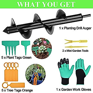 GeSoon 12"x3.2" Strong Auger Spiral Drill Bit for Planting, Garden Drill Planter Post Hole Digger, Used to Dirt/Hard Soil/Clay for 3/8" Hex Driver Drill