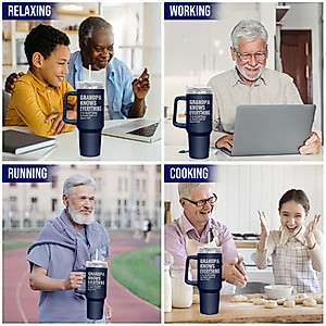 Palorix Grandpa Father's Day Gifts for Men - 40 oz Stainless Steel Insulated Tumbler with Handle and Straw - Father's Day Birthday Gifts for Grandfather Grandpa from Grandkids