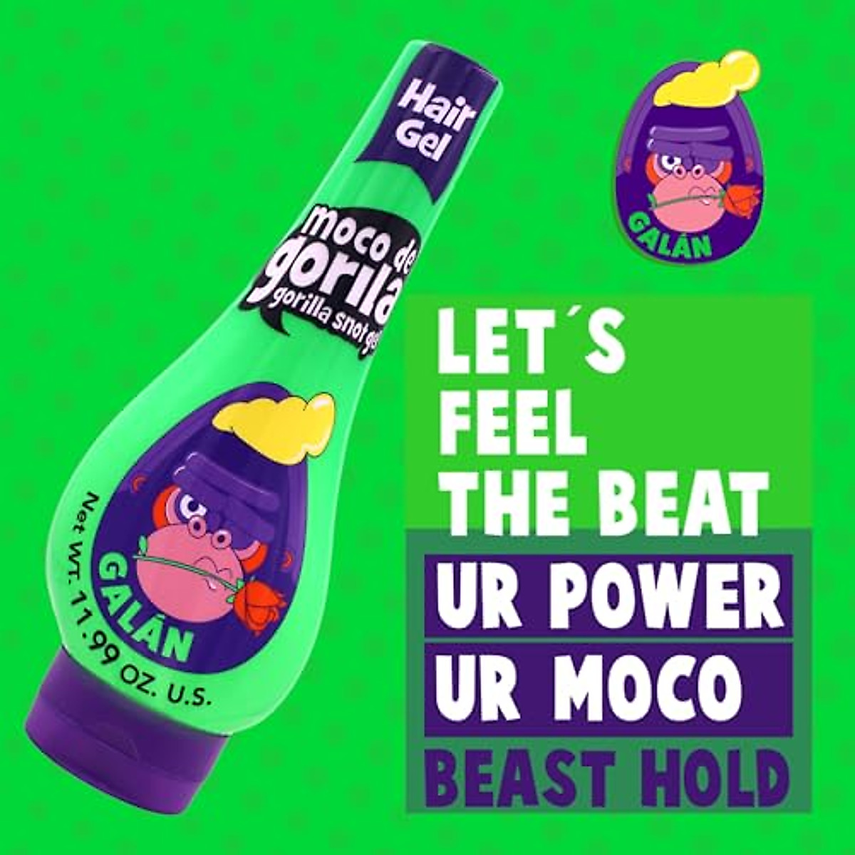 Moco de Gorila Galan Hair Styling Gel, Reactivatable with water, Long-lasting Hold, 3-Pack of 11.99 Oz Each, 3 Squeezable Bottles