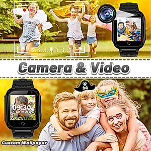 Kids Game Smart Watch for Boys Girls 3-12 Years Toys with 16 Puzzle Games Pedometer Dual Camera Video Music Player Touchscreen Alarm Clock DIY Wallpaper Children Watches Birthday Gift
