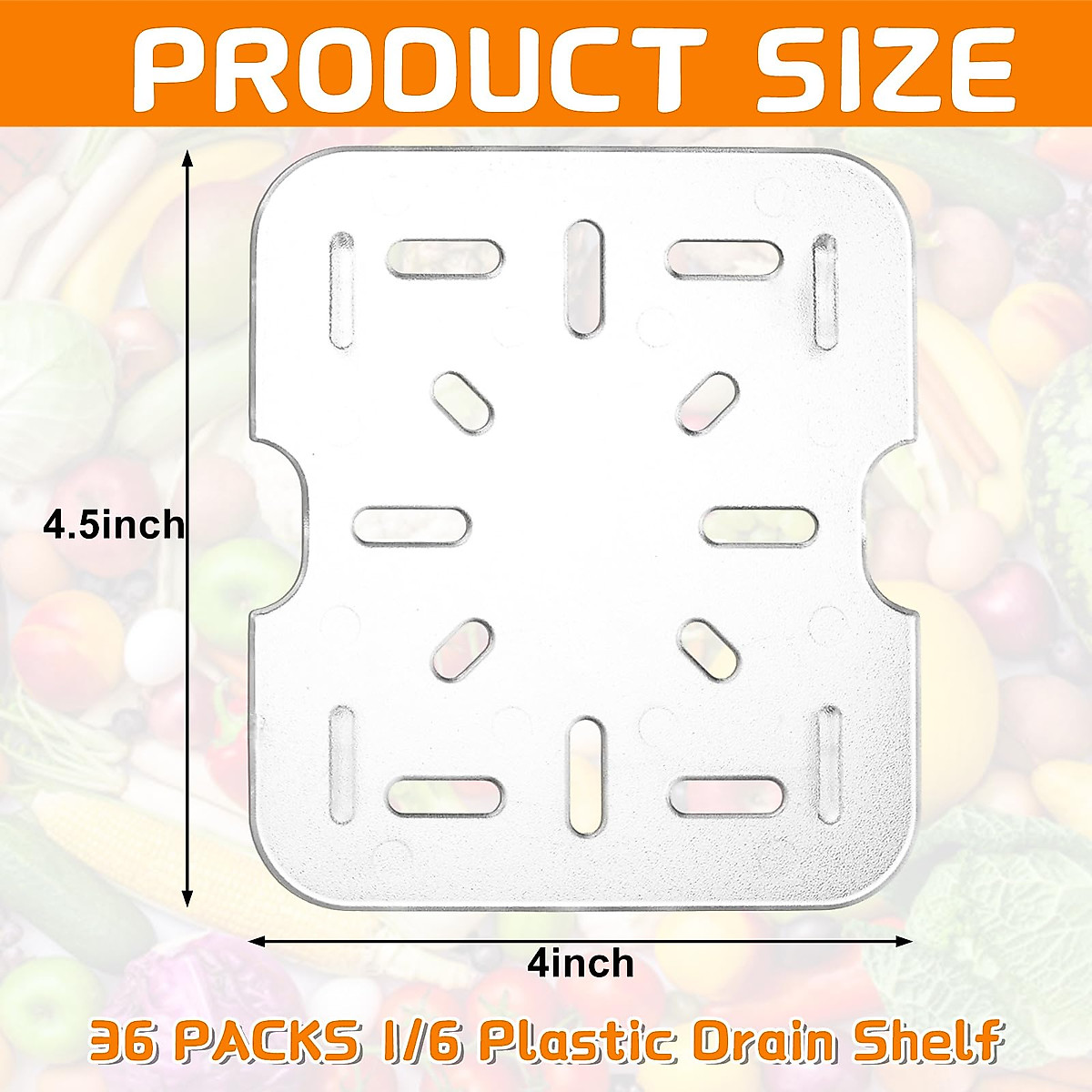 CoscosX 36 PCS Plastic Drain Shelf for 1/6 Size Food Pan Clear Plastic Grate Acrylic Food Drain Trays Plastic Drain Pan Clear Drain Tray for Food Fruit Vegetables Sink Teapot Dish Kitchen Restaurant
