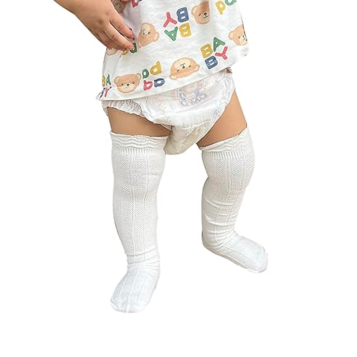 Bestjybt Baby Girls Boys Knee High Socks Cotton Newborn Infants Toddlers Cable Knit Tube Ruffled Stockings, 5 Pairs (Multicolor, 1-6 Months)