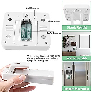 plplaaobo Therometer, 2pcs Refrigerator Temperature Sensor Wall-Mounted Wireless with Min/Maximum LCD Display, Portable Digital Alarm Thermometer with Adjustable Hanging Hook for Homes Offices
