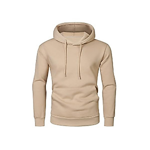 JMIERR Mens Lightweight Cotton Hoodies Winter Casual 1/4 Sweatshirts Loose Fit Drawstring Pullover Shrits, US40(M), A Khaki