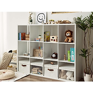 StorageWorks Storage Bins with Lids and Clear Window, Storage Basket for Shelves, Fabric Closet Containers and Organizers, Beige, 4-Pack