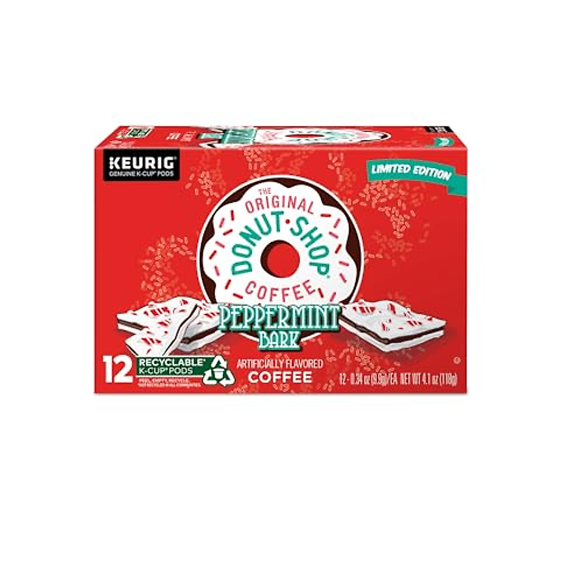 The Original Donut Shop Peppermint Bark Keurig Single-Serve K-Cup Pods, Light Roast Coffee, 72 Count (6 Packs of 12)