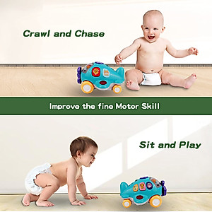 DeXop Musical Baby Toys,18 Months+ Old Airplane Toy Crawls Preschool Learning Toddler Toys,for 2 3 Year Old Baby Boy Gifts and Baby Girl Birthday Toys