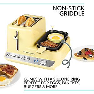 Nostalgia Retro 3-in-1 Breakfast Station, 2-Wide Slot Breakfast Station, Yellow