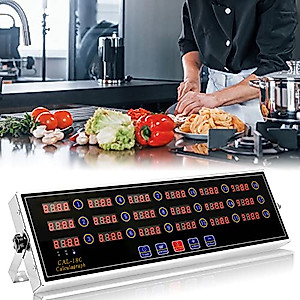 BEAMNOVA 18 Channels Digital Kitchen Commercial Cooking Timer,Restaurant Timer with Loud Alarm,Stainless Steel LED Display Timer for Cooking Reminder