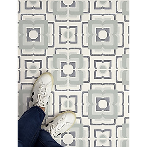 FloorPops 12-in by 12-in Teal Posey Vinyl Peel & Stick Floor Tiles (10 Tiles), (10 sq.ft./carton)