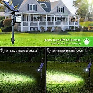 JSOT Solar Spot Lights Outdoor, 700 Lumen Solar Lights Outdoor Waterproof, Solar Powered Spotlight Landscape Lighting for Outside House Garden Yard Backyard Driveway Tree (Cool Light, 4 Pack)