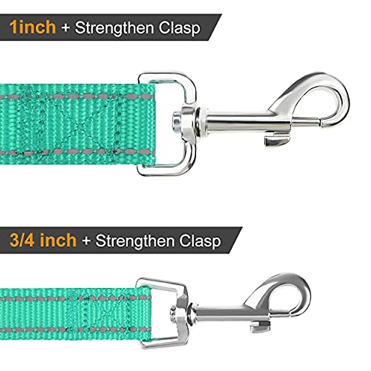 Joytale Double-Sided Reflective Dog Leash, 6 FT/5 FT/4 FT, Padded Handle Nylon Dogs Leashes for Medium & Large Dogs Walking, Teal, 6FT