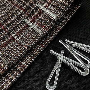 Mini Skater 2 Inch U Shape Clear Shirt Folding Clips Durable Plastic Alligator Clips with Teeth for Ties Socks Pants and Dress,100Pcs