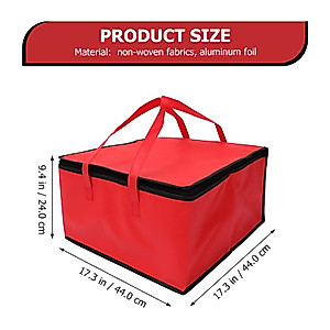 Hemoton Insulated Food Deliverry Bag Meal Grocery Tote Insulation Bag Pizza Carrier Insulated Bags for Hot and cold Food, 14 inch Warming Bag, Red