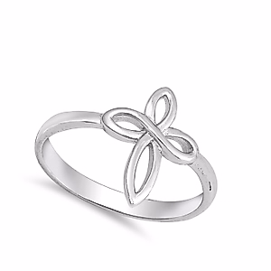 Infinity Love Knot Cross Christian Ring New .925 Sterling Silver Band Size 8