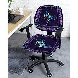 Big buy store Office Chair Cover Butterfly Protective Stretchable Universal Computer Chair Covers Purple Starry Sky Starlight Stretch Rotating Chair Slipcover
