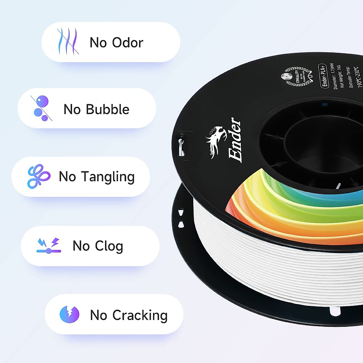 Creality 3D Printer Filament, PLA Plus Filament 1.75mm White, PLA Pro Toughness Upgraded Dimensional Accuracy +/- 0.03mm, 1KG Spool(2.2lbs) Ender PLA+ Filament for Most 3D Printer