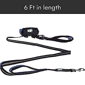 Black Rhino Dog Leash - Heavy Duty - Medium & Large Dogs | 6ft Long Leashes | Two Traffic Padded Comfort Handles for Safety Control Training - Double Handle Reflective Lead - (Black)