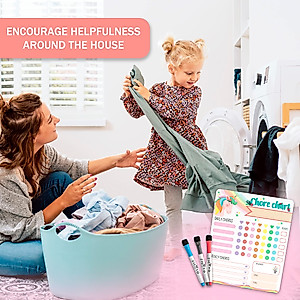 Magnetic Dry Erase Chore Chart for Kids - Perfect to Motivate Your Kids - Simplified 9” x 11” Reward and Behavior Chart for Your Fridge - Teach Responsibility at Home in a Motivating and Simple Way