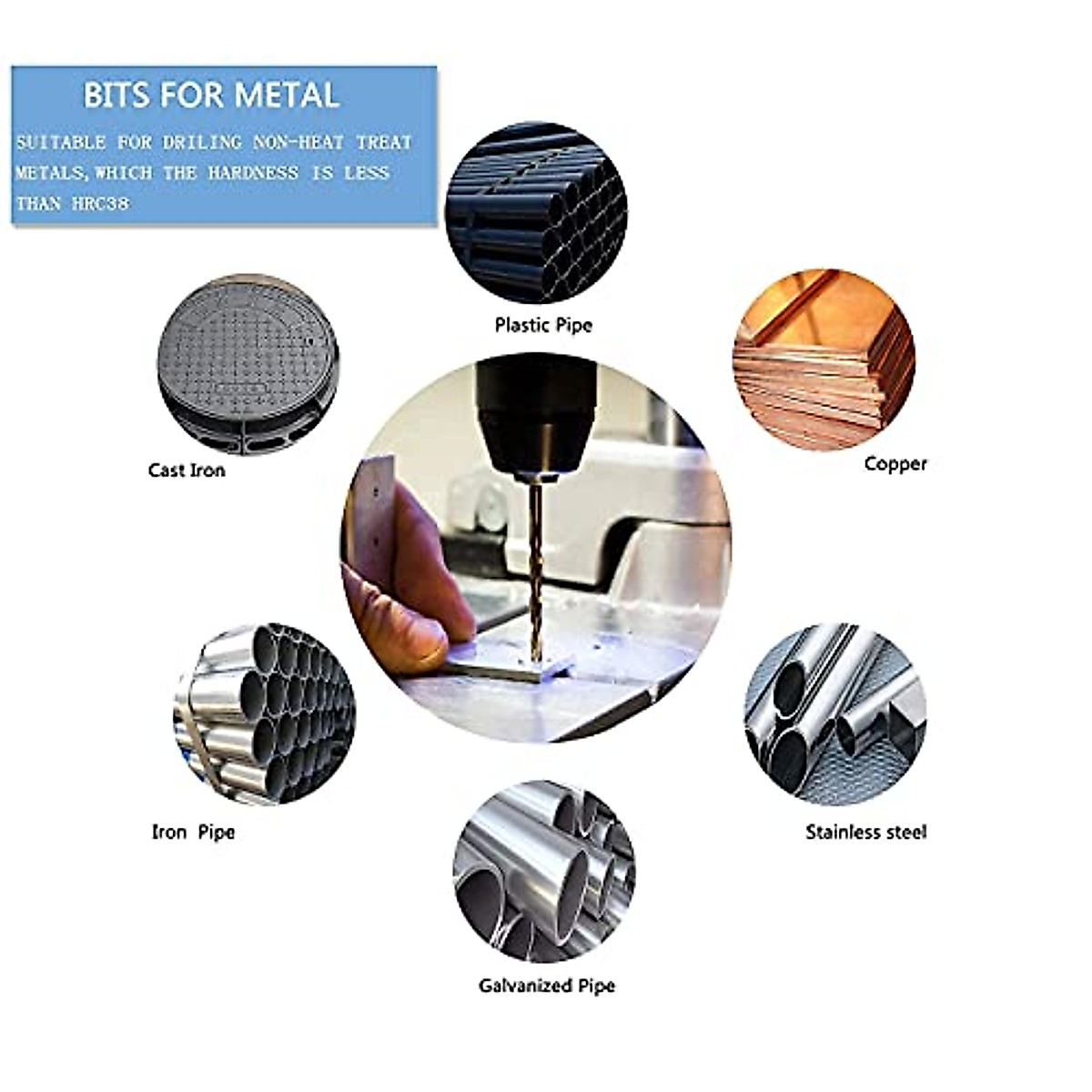 DelitonGude 7.0mm HSS M35 Cobalt Twist Drill Bits,9/32''inch High Speed Steel,Pack of 10,Suitable for Steels,Cast Iron,Stainless Steel,Copper and Other Hard Metals(7.0mm)