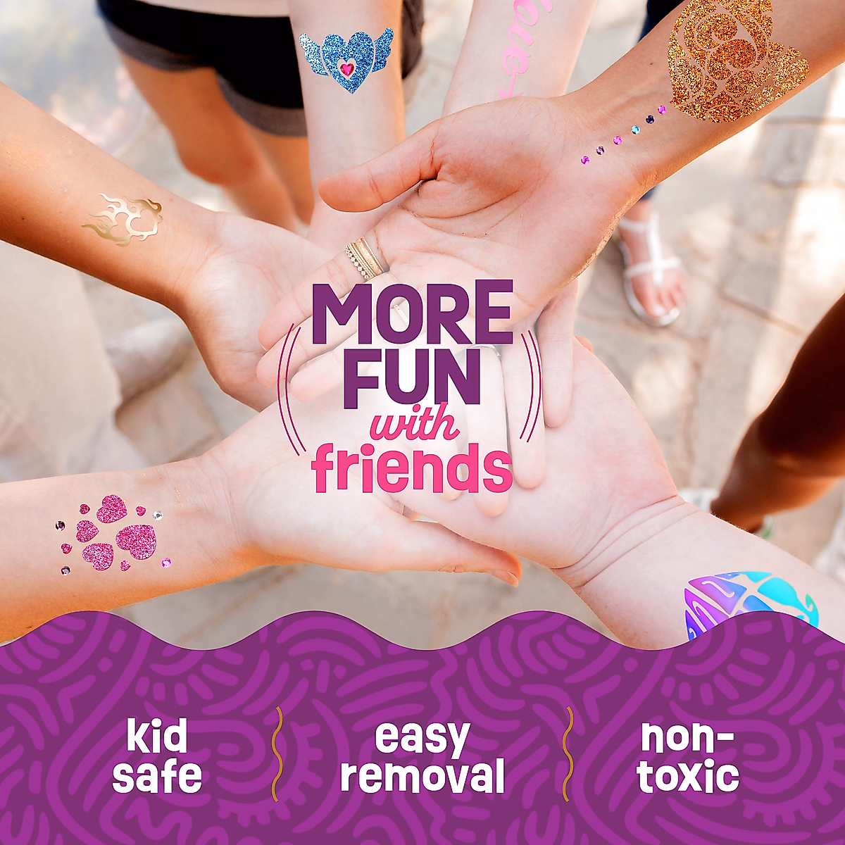 Temporary Shimmery Tattoo Studio Kit for Kids - Glitter & Metallic Fake Tattoos for Girls - Easter Birthday Gift Ideas for Girl - Craft Kits Toys for Ages 6, 7, 8, 9, 10, 11 Year Old - Cool Gifts