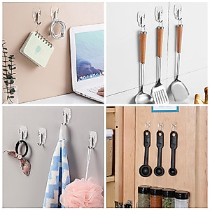 Ainiv Small Wire Toggle Hooks, 16 Clear Wall Hooks with 24 Adhesive Strips, Damage-Free Utility Hooks, No Tools Hanging Hooks Heavy Duty for Home Kitchen Office School Dorm Organizers