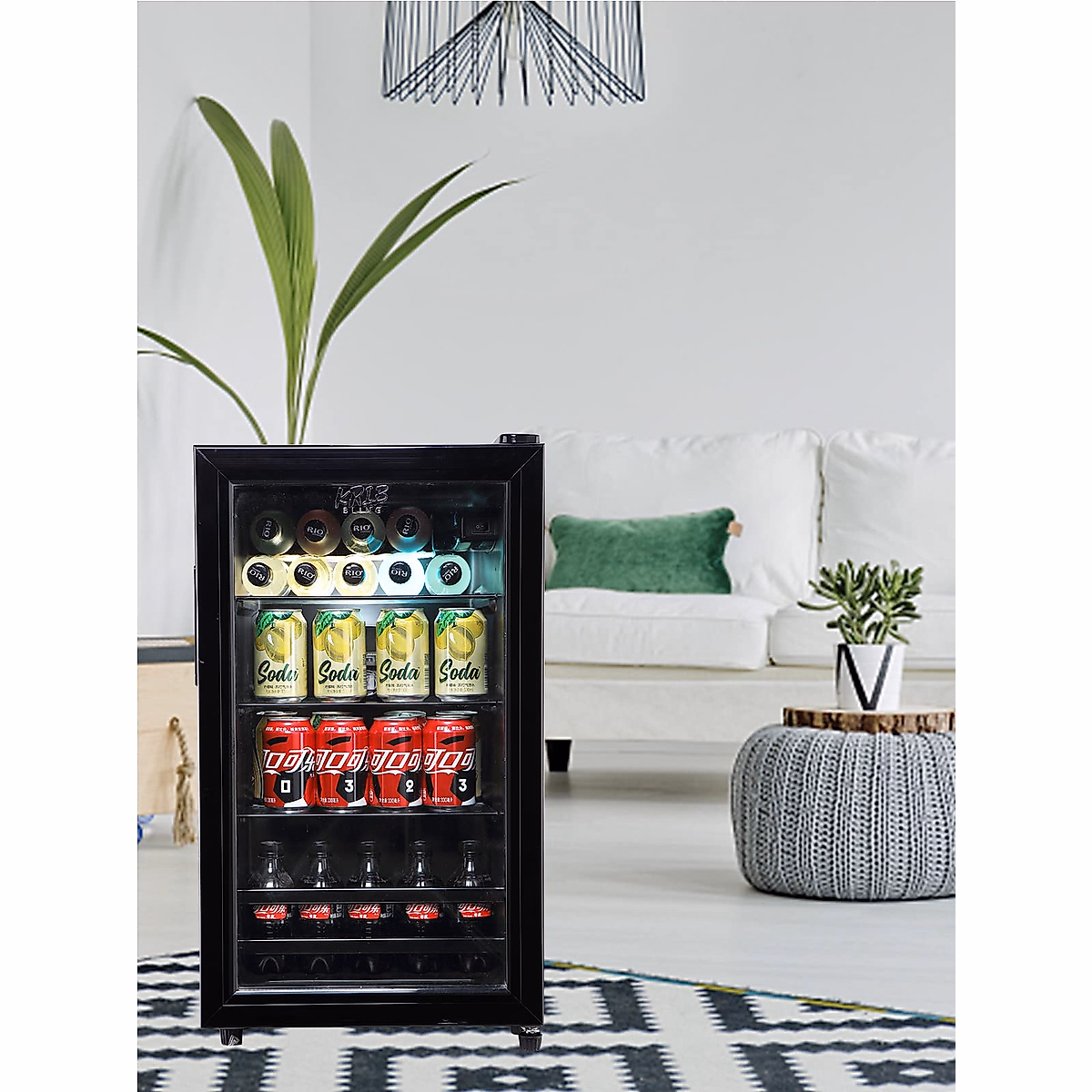 KRIB BLING Beverage Refrigerator and Cooler for 120 Cans, Mini Refrigerator with Wire Adjustable Shelving, Small Drink Dispenser Machine for Soda, Water, Beer, Wine for Dorm, Office, Bar