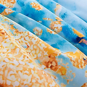 A Nice Night Marble Like Burning Mountain Printed Bedding Set,Retro Style Watercolor Artwork Design,Ultra Soft Comforter Set (Blue, Twin(68-by-88-inches))