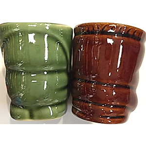 Chiefly Hawaiian Love and Happy Tiki God Shot Glass Set of 2 pieces